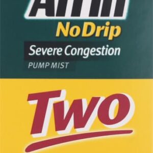 Afrin No Drip Severe Congestion Maximum Strength Nasal Spray - 12 Hour Nasal Spray Relief for Nose Congestion, Nasal Swelling, and Allergies - 2 x 0.5 Fl Oz Bottles - Pack of 1