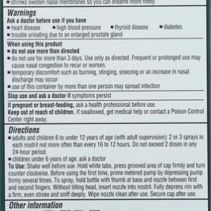 Afrin No Drip Severe Congestion Maximum Strength Nasal Spray - 12 Hour Nasal Spray Relief for Nose Congestion, Nasal Swelling, and Allergies - 2 x 0.5 Fl Oz Bottles - Pack of 1