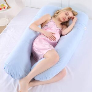 KWLET Pregnancy Pillow Cover/U Shaped Pillow Cover/Pregnancy Pillow Case/Maternity Pillow Case/Pillowcase with Removable Cotton Cover 57x30 Inch for Pregnancy Pillow Blue