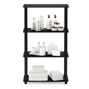 Furinno Turn-N-Tube 4-Tier Multipurpose Shelf Display Rack, Square Tube, Americano/Black