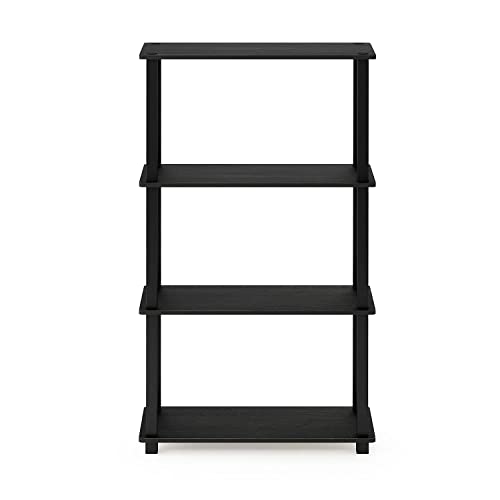 Furinno Turn-N-Tube 4-Tier Multipurpose Shelf Display Rack, Square Tube, Americano/Black