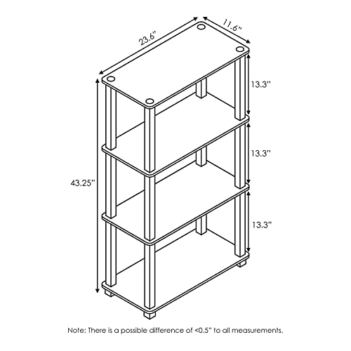 Furinno Turn-N-Tube 4-Tier Multipurpose Shelf Display Rack, Square Tube, Americano/Black