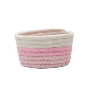 storage baskets woven basket,cotton rope woven basket,3.2’’x4.7’’decorative basket for organization,blanket storage,towel,laundry,magzine,basket,room organizing or baby nursery