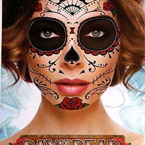 Day Of The Dead Sugar Skull Temporary Face Tattoos (RED ROSE)