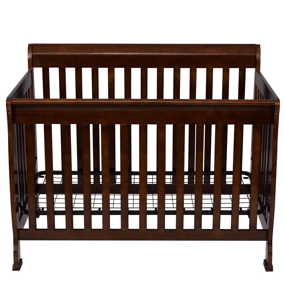 Costzon Baby Convertible Crib, Solid Wood Construction Toddler Nursery Bed (Dark Chocolate) , 53.5"(L) X 32"(W) X 41"(H)