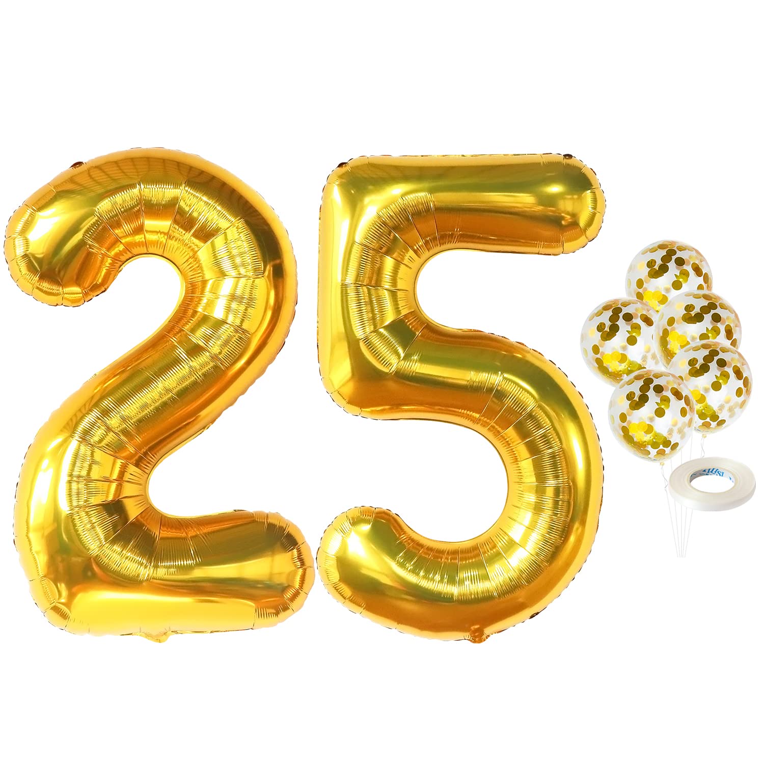 KatchOn, Gold 25 Balloon Numbers - 40 Inch | 25th Birthday Balloons with Confetti Balloon | Gold 25 Balloons, 25th Birthday Decorations for Women | 25 Balloon Numbers Gold | 25th Anniversary Decor