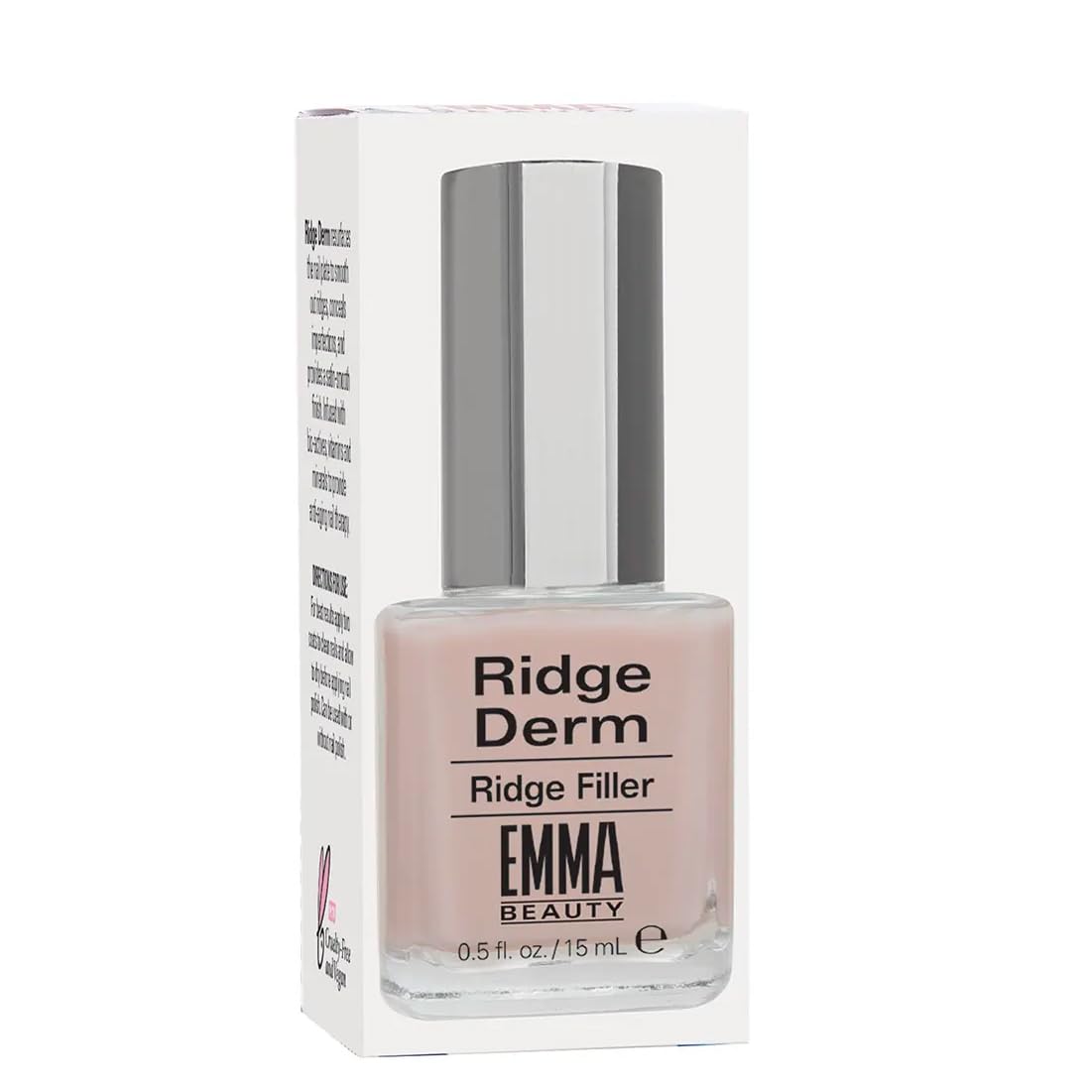 EMMA Beauty Ridge Derm, Nail Ridge Filler and Primer, 12+ Free Formula, 100% Vegan & Cruelty-Free, 0.5 fl. oz.