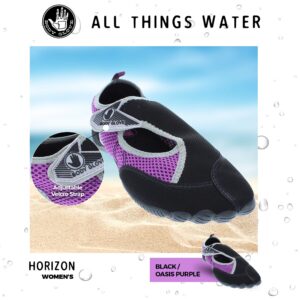 Body Glove Water Shoes for Women, Lake, Aerobics, Swimming, Aqua Sports, Beach, Womens Water Shoes, Black and Oasis Purple Horizon Aqua Shoes for Women