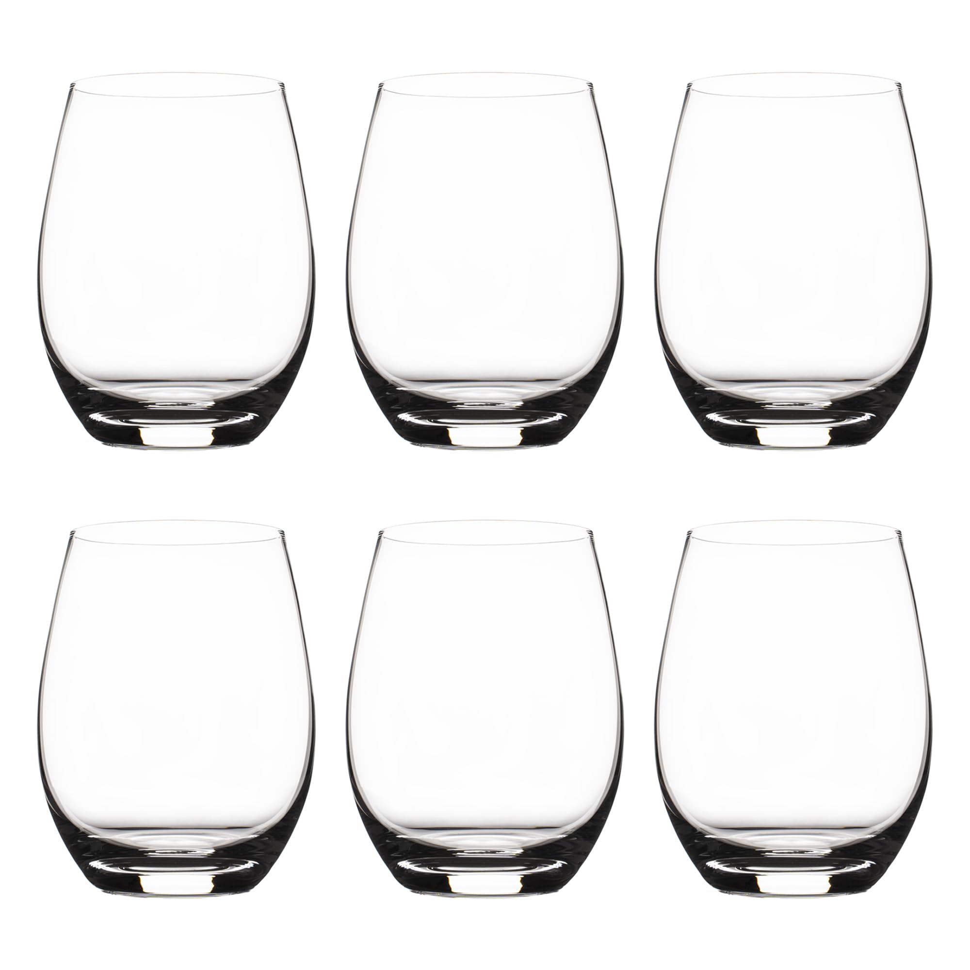 Premium Crystal Stemless Wine Glasses Set of 6, 15oz Lead-Free Red or White Wine Glass, Water Juice Glasses, All-Purpose Beverage Cups, Clear Drinking Tumblers in Gift Box, Dishwasher Safe