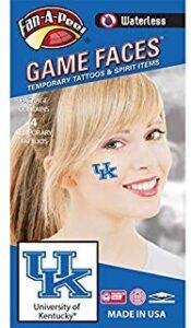 university of kentucky (uk) wildcats – waterless peel & stick temporary spirit tattoos – 4-piece – blue/white uk logo