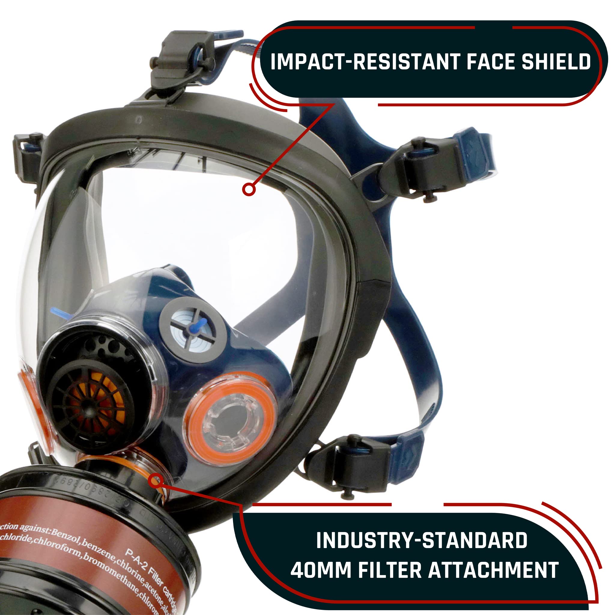 ST-100X Military Grade Full Face Respirator Mask with Advanced Air Filtration - For Chemical, Smoke, and Particulate Protection in Emergency Situations