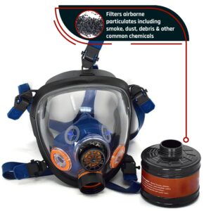 ST-100X Military Grade Full Face Respirator Mask with Advanced Air Filtration - For Chemical, Smoke, and Particulate Protection in Emergency Situations