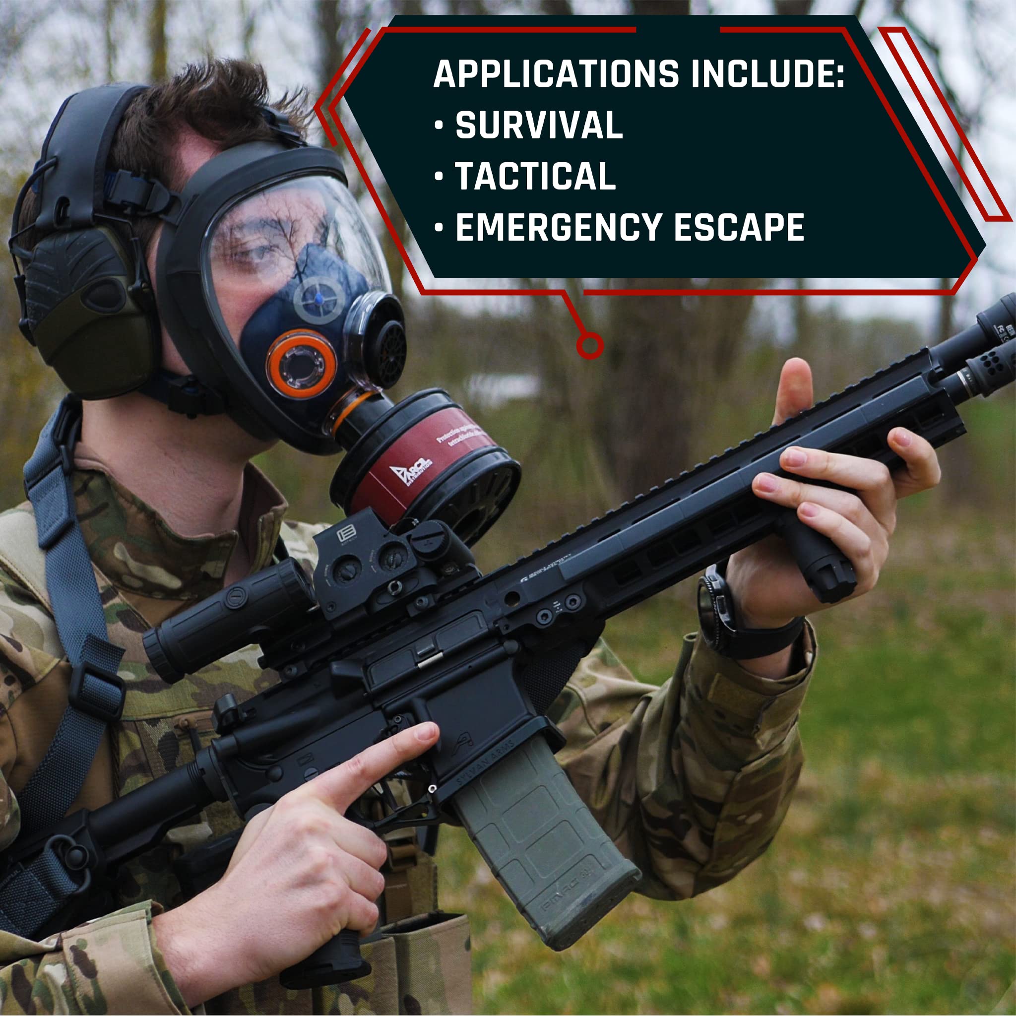 ST-100X Military Grade Full Face Respirator Mask with Advanced Air Filtration - For Chemical, Smoke, and Particulate Protection in Emergency Situations