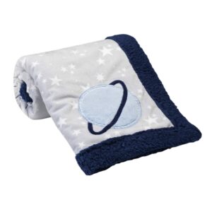 lambs & ivy milky way baby blanket - blue, gray, modern, celestial