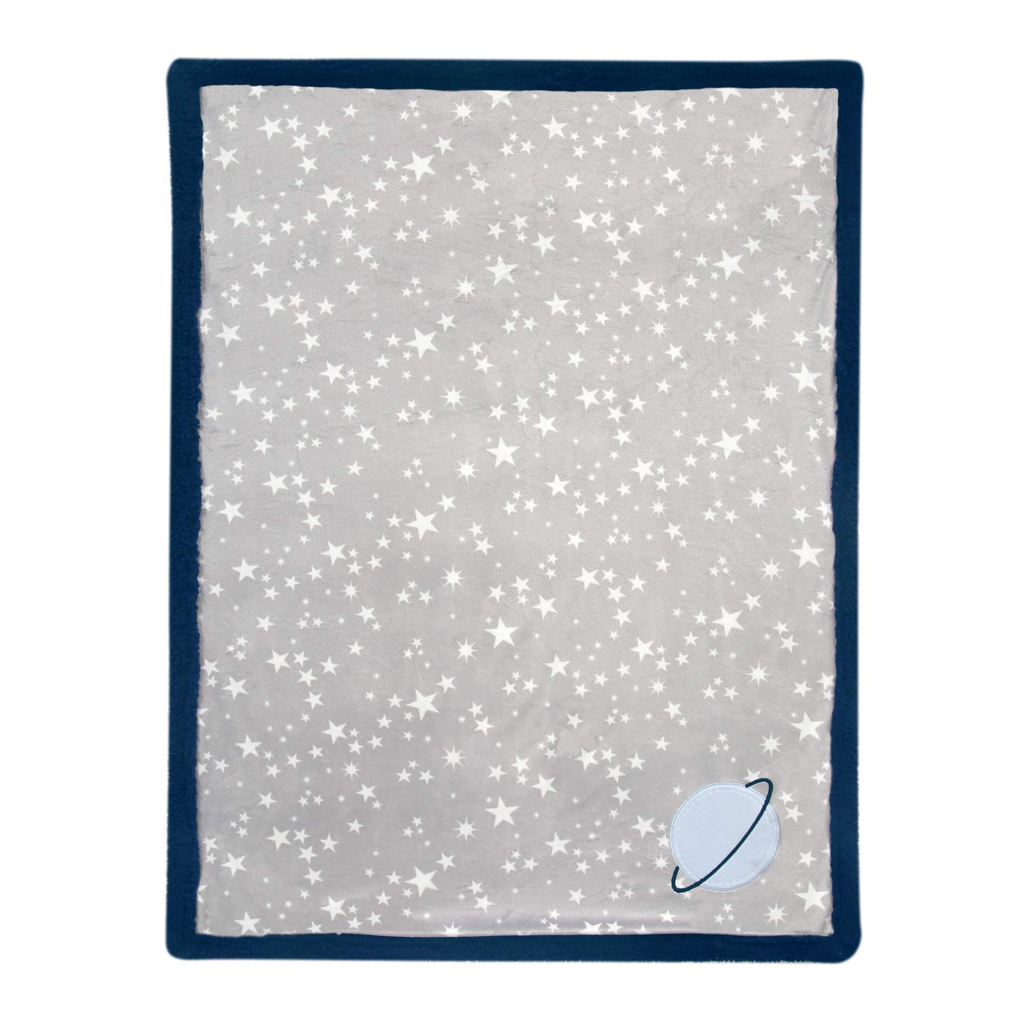 Lambs & Ivy Milky Way Baby Blanket - Blue, Gray, Modern, Celestial