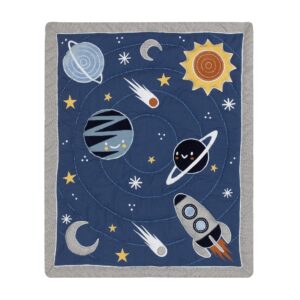 Lambs & Ivy Milky Way Space Galaxy 4-Piece Baby Nursery Crib Bedding Set - Blue/Gray