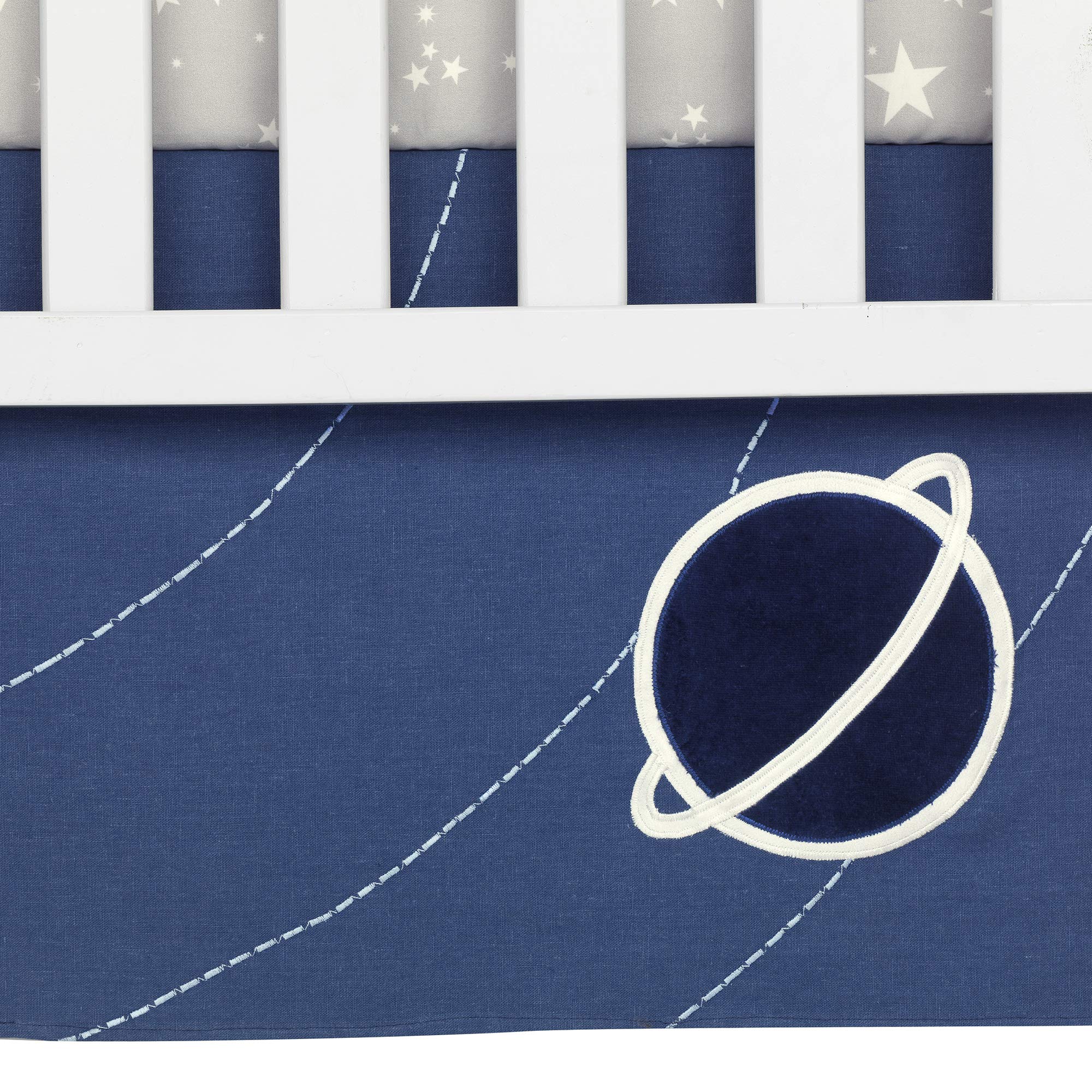 Lambs & Ivy Milky Way Space Galaxy 4-Piece Baby Nursery Crib Bedding Set - Blue/Gray