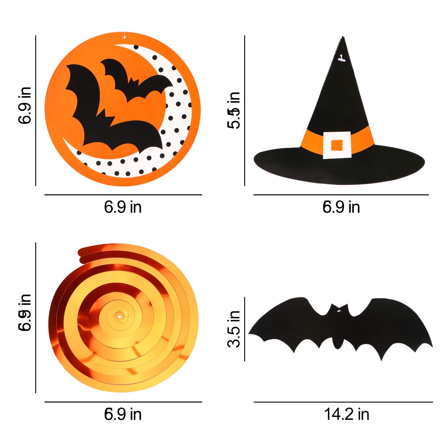 30 Pieces Halloween Hanging Swirl Party Decorations,Witches and Bats Ceiling Hanging Party Favor Indoor Decoration for Kids