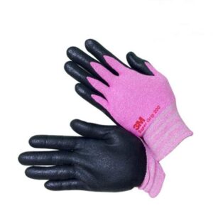 Lightweight Nitrile Work Gloves Supegrip200, 3D Comfort Stretch Fit, Durable Power Grip Foam Coated, Smart Touch, Thin Machine Washable, 5 Pairs Pack (Small, Pink)