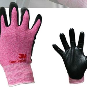 Lightweight Nitrile Work Gloves Supegrip200, 3D Comfort Stretch Fit, Durable Power Grip Foam Coated, Smart Touch, Thin Machine Washable, 5 Pairs Pack (Small, Pink)