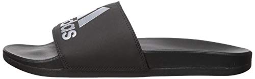 adidas Women's Adilette Comfort Slides Sandal, Core Black/Silver Metallic/Core Black, 11