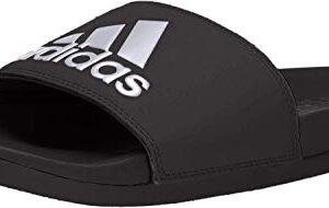 adidas Women's Adilette Comfort Slides Sandal, Core Black/Silver Metallic/Core Black, 11