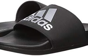 adidas Women's Adilette Comfort Slides Sandal, Core Black/Silver Metallic/Core Black, 11