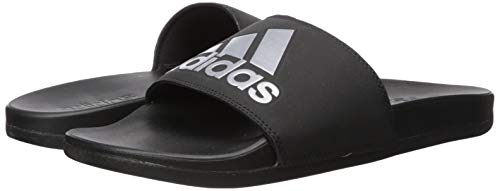 adidas Women's Adilette Comfort Slides Sandal, Core Black/Silver Metallic/Core Black, 11