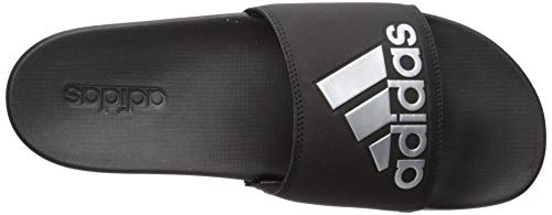 adidas Women's Adilette Comfort Slides Sandal, Core Black/Silver Metallic/Core Black, 11