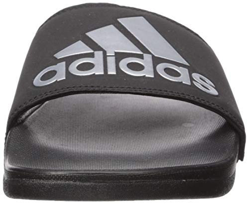 adidas Women's Adilette Comfort Slides Sandal, Core Black/Silver Metallic/Core Black, 11