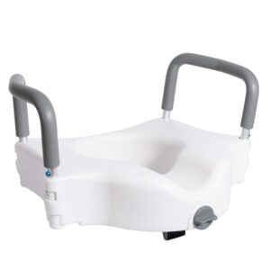 Vaunn Raised Toilet Seat and Elevated Commode Booster Seat Riser with Removable Padded Grab bar Handles & Locking Mechanism