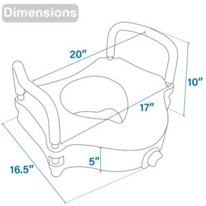 Vaunn Raised Toilet Seat and Elevated Commode Booster Seat Riser with Removable Padded Grab bar Handles & Locking Mechanism