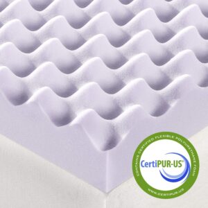 Best Price Mattress 3 Inch Egg Crate Memory Foam Mattress Topper with Soothing Lavender Infusion, CertiPUR-US Certified, Short Queen