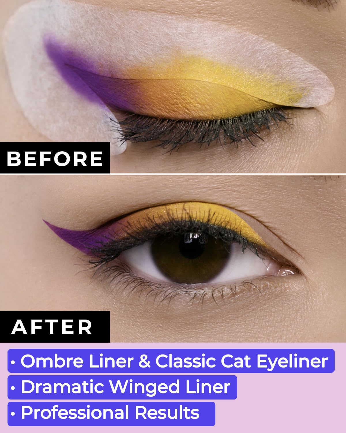 Eyeliner Stencils | Cat Eyeliner Stencil & Winged Eyeliner Tool | Made in USA & Created by Celebrity Makeup Artist | Reusable and Flexible Eyeliner Tape & Eyeshadow Tape | 24 Stencils