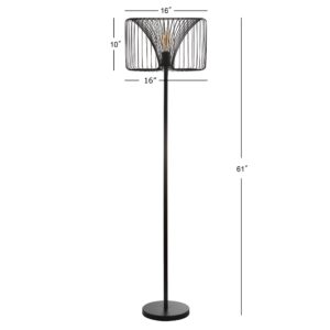 JONATHAN Y JYL6105A Gridley 61" Metal LED Floor Lamp, Contemporary, Transitional, Modern, Industrial Style, Office, Living Room, Family Room, Dining Room, Bedroom, Hallway, Foyer, Black