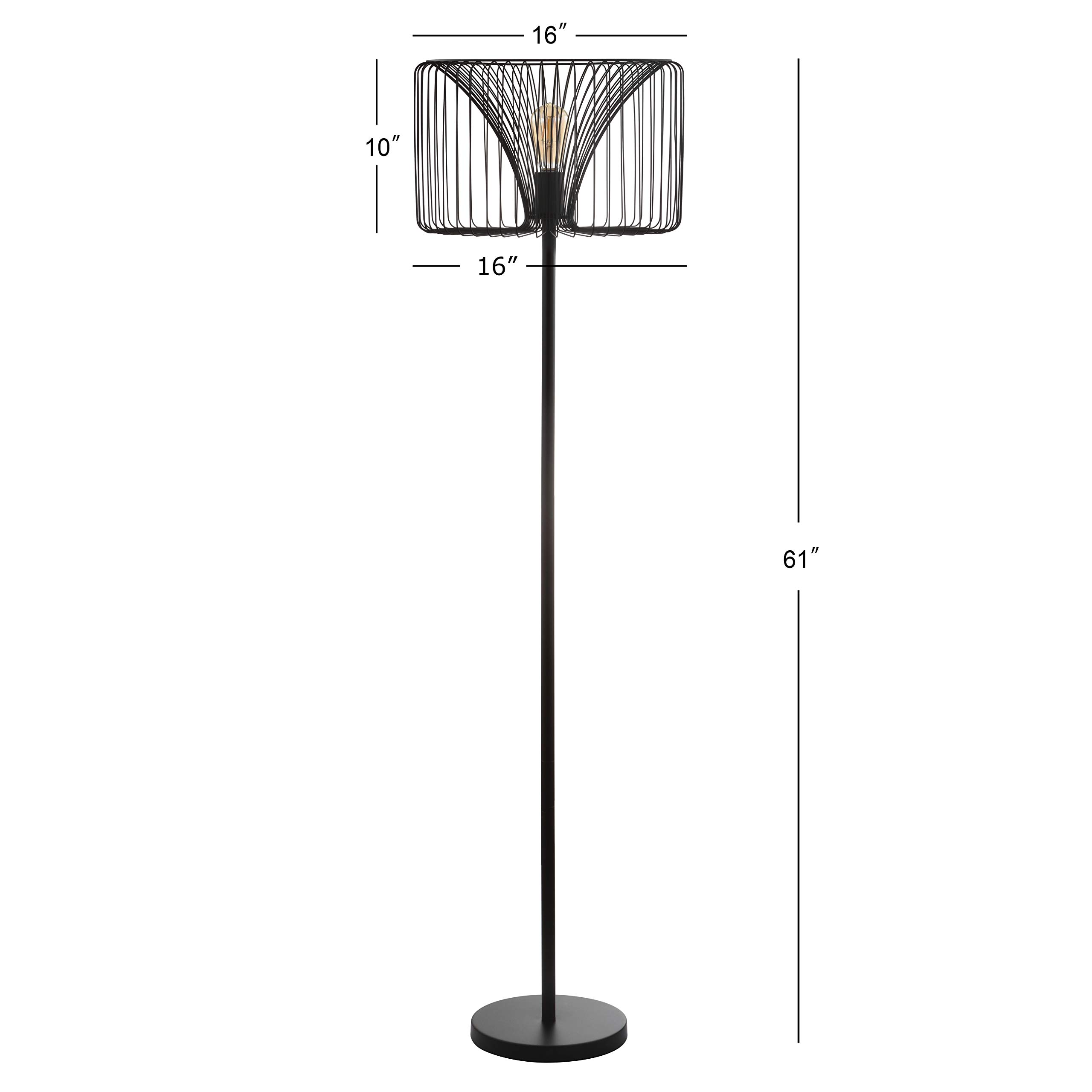 JONATHAN Y JYL6105A Gridley 61" Metal LED Floor Lamp, Contemporary, Transitional, Modern, Industrial Style, Office, Living Room, Family Room, Dining Room, Bedroom, Hallway, Foyer, Black