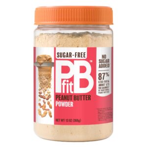 pbfit no sugar added, made with erythritol and monk fruit, all-natural peanut butter powder from 368g (13 ounces)