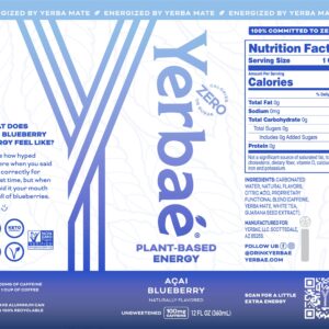 Yerbae Energy Seltzer - Variety Performance Pack, 0 Sugar, 0 Calories, 0 Carbs, Energized by Yerba Mate, Naturally Caffeinated & Plant-Based, Healthy Alternative to Coffee and Sugary Sodas, 12oz cans (12 Pack)