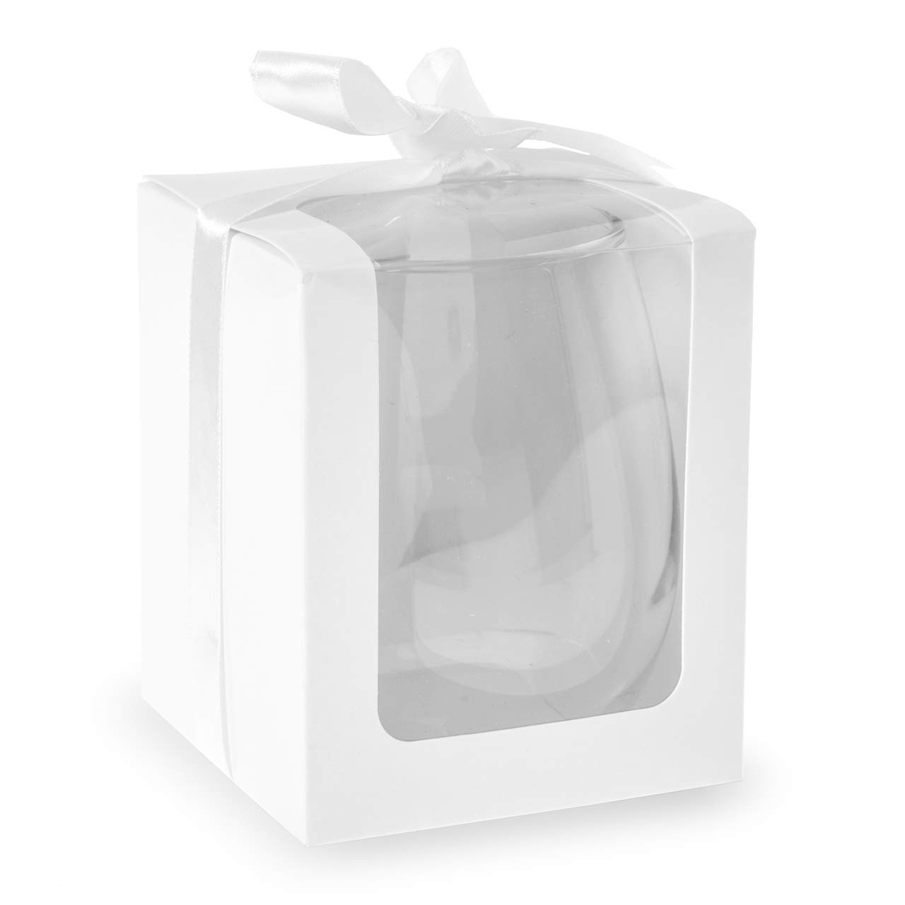 Abby Smith - White 9 Ounce Stemless Wine Glass Display Box, Party Favor, Set of 12