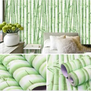 Green Bamboo Contact Paper self Adhesive Shelf Liner for Walls Cabinets Dresser Crafts Wall Paper Sticker (Light Green, 17.7 Inch by 9.8 Feet)