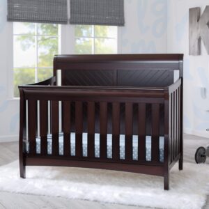 Delta Children Bennington Elite 4-in-1 Convertible Baby Crib, Dark Espresso, Sleigh