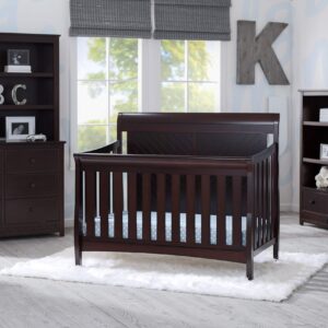 Delta Children Bennington Elite 4-in-1 Convertible Baby Crib, Dark Espresso, Sleigh