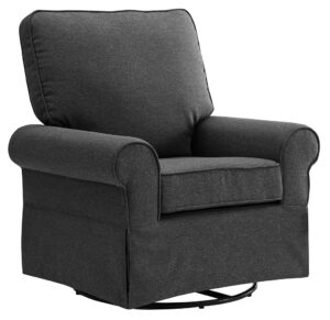 angel line natalie upholstered swivel glider, dark grey