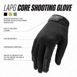 LA Police Gear Men's Core Patrol Glove, Lightweight Tactical Work Gloves for Men, Touchscreen Compatible Shooting Gloves - Black - Large