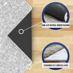 RUGPADUSA - Basics - 8'x10' - 1/4" Thick - Felt + Rubber - Non-Slip Rug Pad - Cushioning Felt for Added Comfort - Safe for All Floors and Finishes