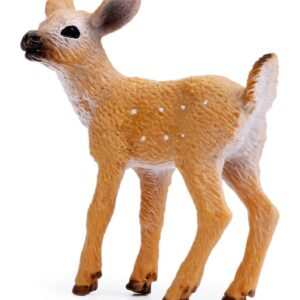 RESTCLOUD 12Pcs Deer Figurines Cake Toppers, Deer Toys Figure, Small Woodland Animals Set of 12 Fawn