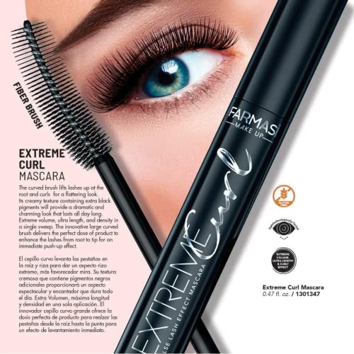 FARMASI Extreme Curl Mascara, Voluminous, Longer, Thicker and Curling Eyelashes, Long Lasting, Instant & Very Easy to Apply, Black, 0.4 fl. oz. / 12 ml