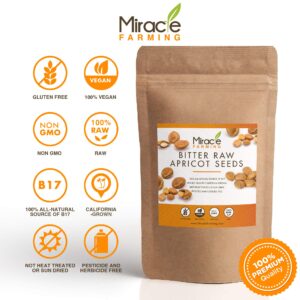 Bitter Apricot Seeds/Kernels, California USA Grown, Non GMO, Vegan, Raw & Large, The Best Natural Source of Vitamin B17, In a Resealable Pouch (1LB)