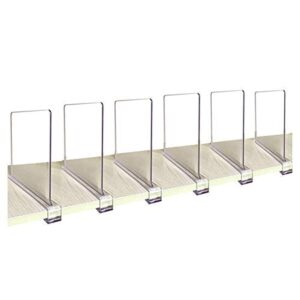 cy craft acrylic shelf divider, wood shelf dividers,clear closet shelf separators clothing organizer perfect for bedroom shelving organization and kitchen cabinet shelf storage,6 pcs