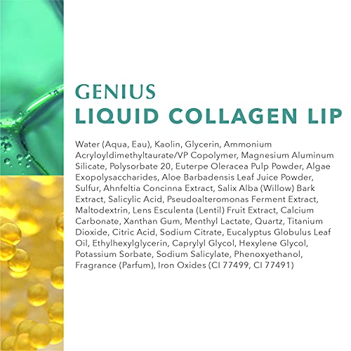 Algenist GENIUS Liquid Collagen Lip - Active Vegan Collagen Lip Treatment for Visibly Smoother Lips - Non-Comedogenic & Hypoallergenic Skincare (10ml / 0.3oz)